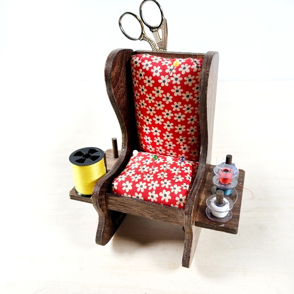 Storage & Organization | Vintage Wooden Rocking Chair Pin Cushion ...